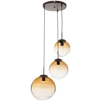 Globo Lighting Gebraucht] Globo Glas H&auml;ngeleuchte Varus H&auml;ngelampe Lampe Leuchte Amber 3 Flmg E27 &oslash; 51853 B-Ware