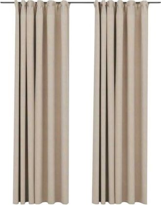 vidaXL 2X Rideaux Occultants Aspect de Lin avec Crochets Rideaux de Fenêtre Salon Salle de Séjour Chambre à Coucher Maison Intérieur Beige 140x245 cm