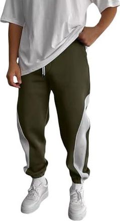 Generic Pantalon de surv&ecirc;tement respirant pour homme pour lentra&icirc;nement et les loisirs, taille &eacute;lastique, coupe ample, pantalon confortable, Vert, 3XL