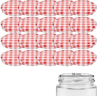 mikken Art 20 Deckel TO 66/6,9 cm f&uuml;r Gl&auml;ser Twist-Off Ersatzdeckel Schraubdeckel f&uuml;r Marmeladengl&auml;ser, Sturzgl&auml;ser, Einmachgl&auml;ser rot wei&szlig; kariert