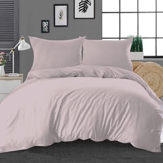 Pizuna 400 Draaddichtheid Katoen 2 Persoons Lila grijs Dekbedovertrek 240x220 cm + 60x70 cm 100% Katoen Met Lange Vezels Dekbedovertrek Satijn Gewoven Bedden