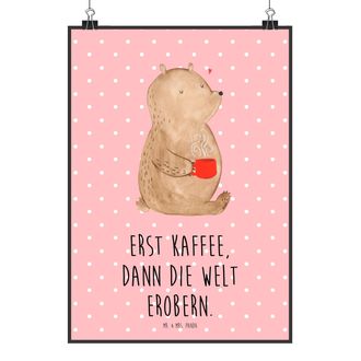 Mr. & Mrs. Panda Bild B&auml;r Kaffee DIN A2 - Geschenk, Wandbild, Teddy, Wanddekoration, Motivation, wanddeko, Guten Morgen, Poster, B&auml;ren, Coffee, drucke