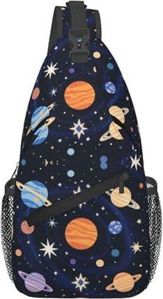 Generic Antivol Sacoche Homme Bandouliere Art des plan&egrave;tes de lespace et des galaxies du syst&egrave;me solaire Sling Bag Polyester Sac &agrave; Poitrine pour Voyage Femme 