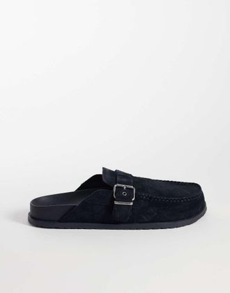 Tommy Jeans Sandales style mules en daim v&eacute;ritable - Noir