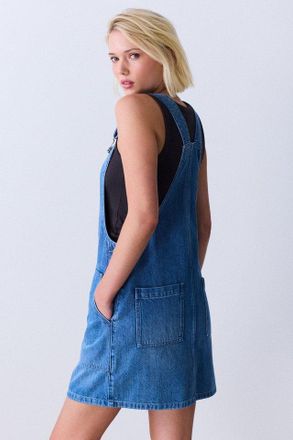 Next Jeanskleid Mini-Latzkleid aus Denim (1-tlg)