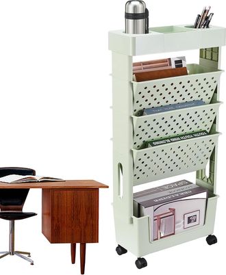 Generic Bücherregal - Drehregal mit 5 Etagen, geräumiger Raum, tragbarer Organizer für Bücher, Wohnzimmer, Arbeitszimmer, Buchhandlung, Konferenzraum