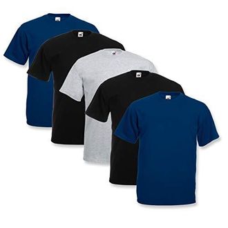 Fruit Of The Loom Lot de 5 ou 10 t-shirts pour homme, 2 noir, 2 bleu marine, 1 gris, 3XL