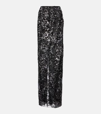 Victoria Beckham Jupe longue en tulle à sequins