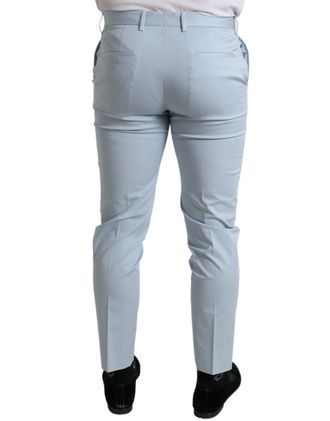 Dolce & Gabbana Mens Sky Blue Cotton Stretch Skinny Pants Light Elastane