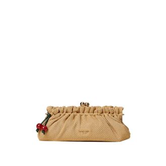 Twinset Femme, Sacs, Jaune, Taille: ONE Size Pochette en raphia avec breloque