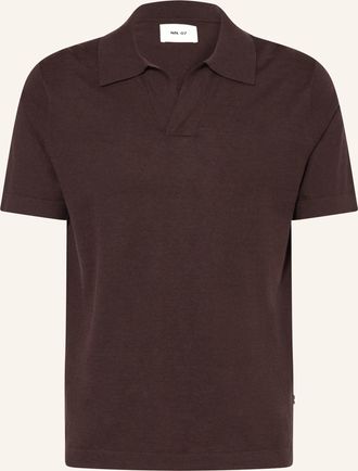 Nn.07 Nn.07 Strick-Poloshirt Ryan Mit Leinen braun