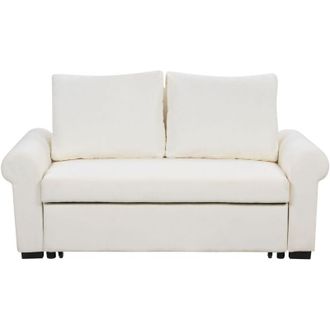 Beliani Beliani - Canapé-lit Convertible Design Rétro 2 Places en Tissu Rembourré Crème Silda