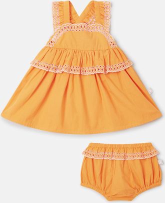 Stella McCartney Popeline Dress and Bloomers Set, Woman, Orange, Size: 12m