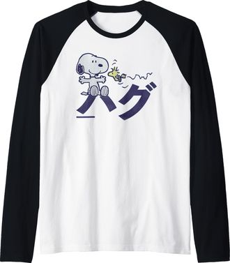 Peanuts Tokyo Snoopy Woodstock Japan umarmt Kanji Love XO BFF Raglan