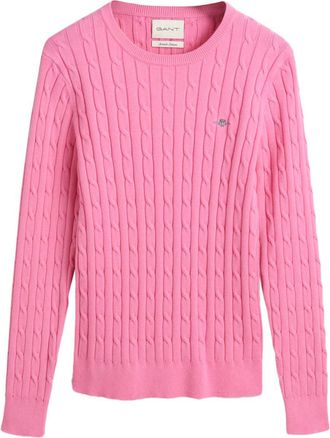 GANT Damen Stretch Cotton Cable C-Neck Pullover, Candy PINK, 48