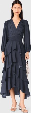 Maje Langes Rüschenkleid - Marineblau - Maje