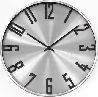 Wall-Art Aluminium Wanduhr ohne Tickgeräusche leise Metalluhr für Wohnzimmer Büro minimalistische Metall Uhren (Silber Edelstahloptik, Ø 30cm)