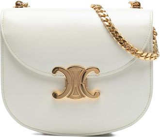 Celine Hobo Bags - Teen Shiny Calfskin Triomphe Besace Clea Chain Cro - Gr. unisize - in Weiß - für Damen