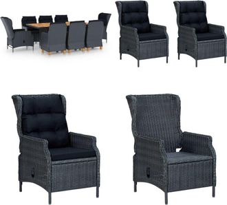 vidaXL 9-tlg. Garten-Essgruppe mit Auflagen Poly Rattan Dunkelgrau - Gartenm&ouml;bel - Essgruppen - Outdoor-M&ouml;bel - Rattanm&ouml;bel - Lounge-Satz - Home & Living