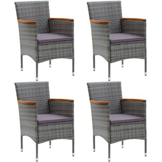 vidaXL Garten-Essst&uuml;hle 4 Stk. Poly Rattan Grau vidaXL
