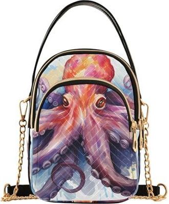 Mnsruu Sac à bandoulière pour femme, motif pieuvre, carte de locéan, sac à dos coloré, petit sac à bandoulière avec sangle réglable