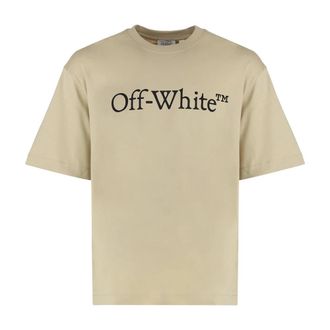 Off-white Baumwoll-T-Shirt mit Rundhalsausschnitt - - Tops - Herren - Beige - XS