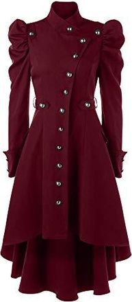 Generic Manteau Gothique Femme Steampunk Manteau Femme Hiver Chaud a Manche Longues Blouson a La Mode Vintage Dentelle Jacket Robe Victorienne Veste De Costum