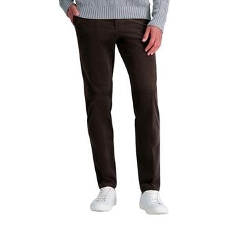 Haggar Mens 21 Wale Stretch Corduroy Expandable Waist Classic Fit Plain Front Pant, Brown, 34x32