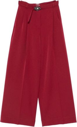 Liu Jo Femme, Pantalons, Rouge, Taille: 36 FR Pantalon Palazzo avec Ceinture
