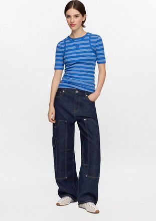 Ganni Jean fonc&eacute; Audri Bleu marine Coton biologique - Taille 26W/33L - Pour Femme