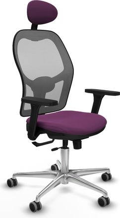 Piqueras y Crespo Ergonomischer 24-Stunden-Stuhl mit 3D-Armen, h&ouml;henverstellbare Lendenwirbelst&uuml;tze und festes Kopfteil, ausgestattet mit Syncro/Traslack und injizierte