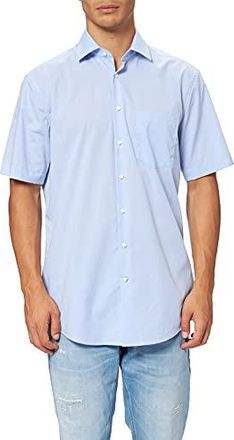 Seidensticker Chemise business homme Seidensticker - coupe classique - sans repassage - col Kent - manches courtes - 100% coton