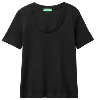 Benetton Damen 3ga2d1066 T-Shirt, Schwarz, Medium