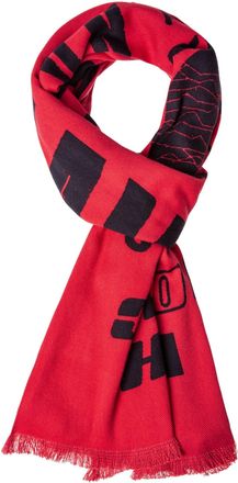 Camp David Herren Webschal mit Logo Print und Fransen Royal Red, None