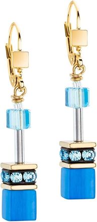 Coeur de Lion Ohrringe - GeoCUBE Iconic Mono Gold Ohrringe - Gr. unisize - in Blau - f&uuml;r Damen