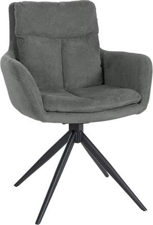 Clp Chaise pivotante de Salle à Manger Vilas en Tissu, Fauteuil pivotant à 180° avec accoudoirs et Dossier, Structure en métal Noir, Couleur:Gris