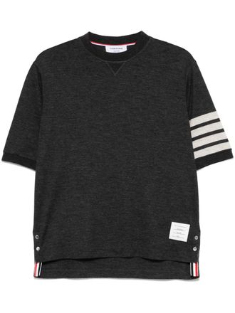 Thom Browne t-shirt en laine à 4 bandes signatures - Gris