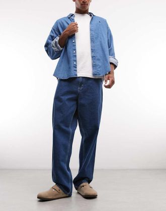 Carhartt Work in Progress Schlichte Denim-Jeans in blauer Stone-Waschung und lockerem, geradem Schnitt