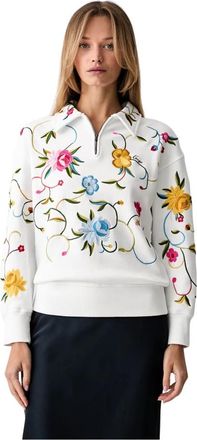 Kenzo Sweatshirt mit floralem Stickerei und Viertelrei&szlig;verschluss - - Sweatshirts & Hoodies - Damen - Mehrfarbig - S