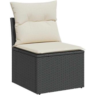 vidaXL Gartensessel ohne Armlehnen mit Kissen Schwarz Poly Rattan Vidaxl