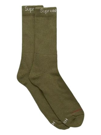SUPREME lot de quatre paires de chaussettes &agrave; logo brod&eacute; - Vert