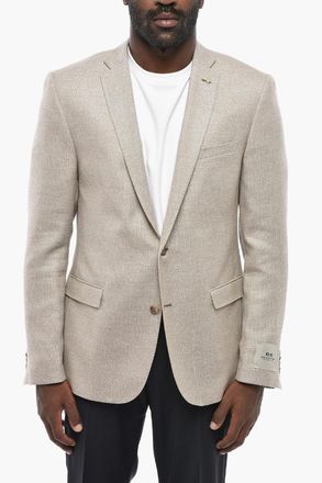 Corneliani CC COLLECTION Halbgef&uuml;tterter Blazer Aus Schurwolle Und Leinen Mit Doppeltem Seitenschlitz Corneliani