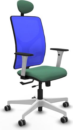 Piqueras y Crespo Gepolsterter B&uuml;rostuhl mit wei&szlig;en und schwarzen Armlehnen, h&ouml;henverstellbare Lendenwirbelst&uuml;tze und festes Kopfteil, ausgestattet mit Syncro/Traslack.