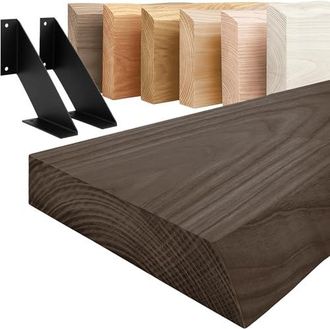 Lamofootwear Manufaktur &Eacute;tag&egrave;re murale avec supports en V noirs | &Eacute;tag&egrave;re 160 cm largeur pour salle de bain, couloir, cuisine style industriel | Couleur: noir, Bor