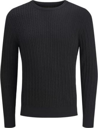 Jack & Jones Jjeemil Knit Cable Crew Neck Noos, Noir, XL Homme