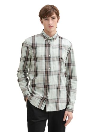 Tom Tailor Herren Relaxed Fit Hemd mit Karomuster, 36751 - Sea Foam Navy Check, L