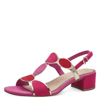 Marco Tozzi Damen Sandalen mit Absatz mit Verstellbarem Riemen Vegan, Rosa (Pink comb), 40 EU
