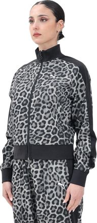 Puma Damen T7 Leo Luxe Kurze Trainingsjacke mit Allover-Print XS, Black