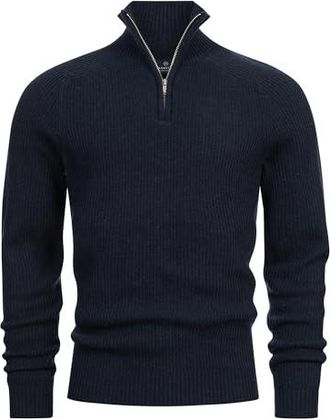 Kronstadt KSDorsey Pull classique en laine m&eacute;lang&eacute;e avec col montant pour homme, Sky Captain, L