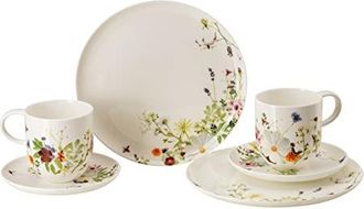 Rosenthal Brillance Grand Air, Set 6-tlg., Bone China, Mehrfarbig, Becher mit Henkel &Oslash; 7,4 cm, 0,34 l, Untertasse &Oslash; 14,5 cm und Speiseteller &Oslash; 27,2, Sp&uuml;lmaschin
